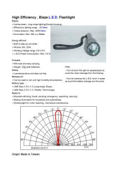 High Efficiency , Blaze L.E.D. Flashlight | Taiwantrade