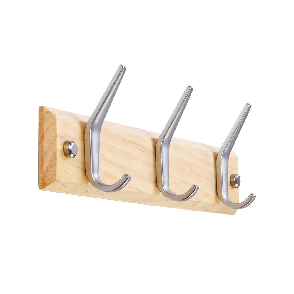 Wall Mounted Wooden Clothes Hanger Rack/Coat Rack With 7 Sharp Hooks ...