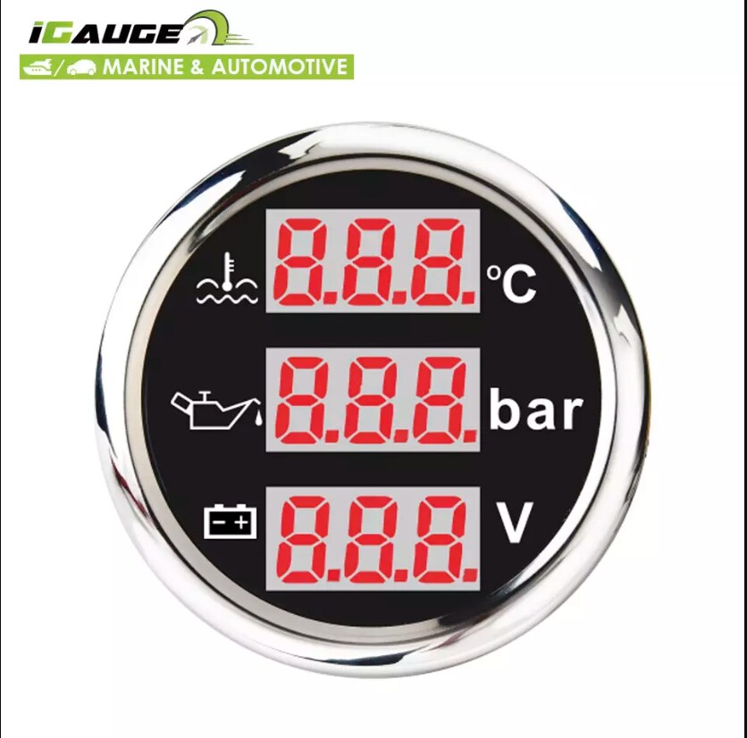 2-1/16" 52 mm High quality black face waterproof digital 3IN1 Multi ...