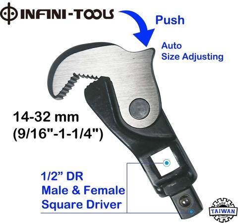 2-Piece Auto Adjusting Crowfoot Wrench Set, Spring Loaded Adjustable Wrench