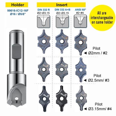 Nine9 Indexable carbide center drills. Pilot diameter Ø1mm ~ Ø10mm. DIN ...