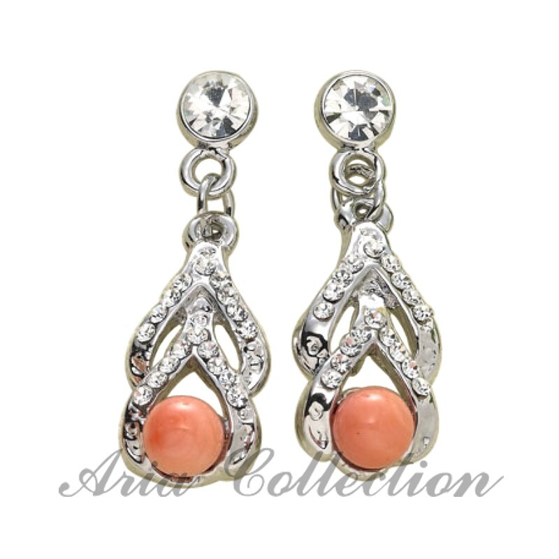 Coral rhinestones earring | Taiwantrade