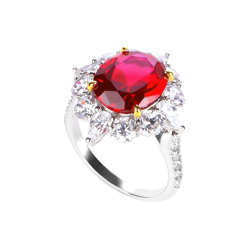 Fancy Oval Cut Simulated Ruby Ring | Taiwantrade