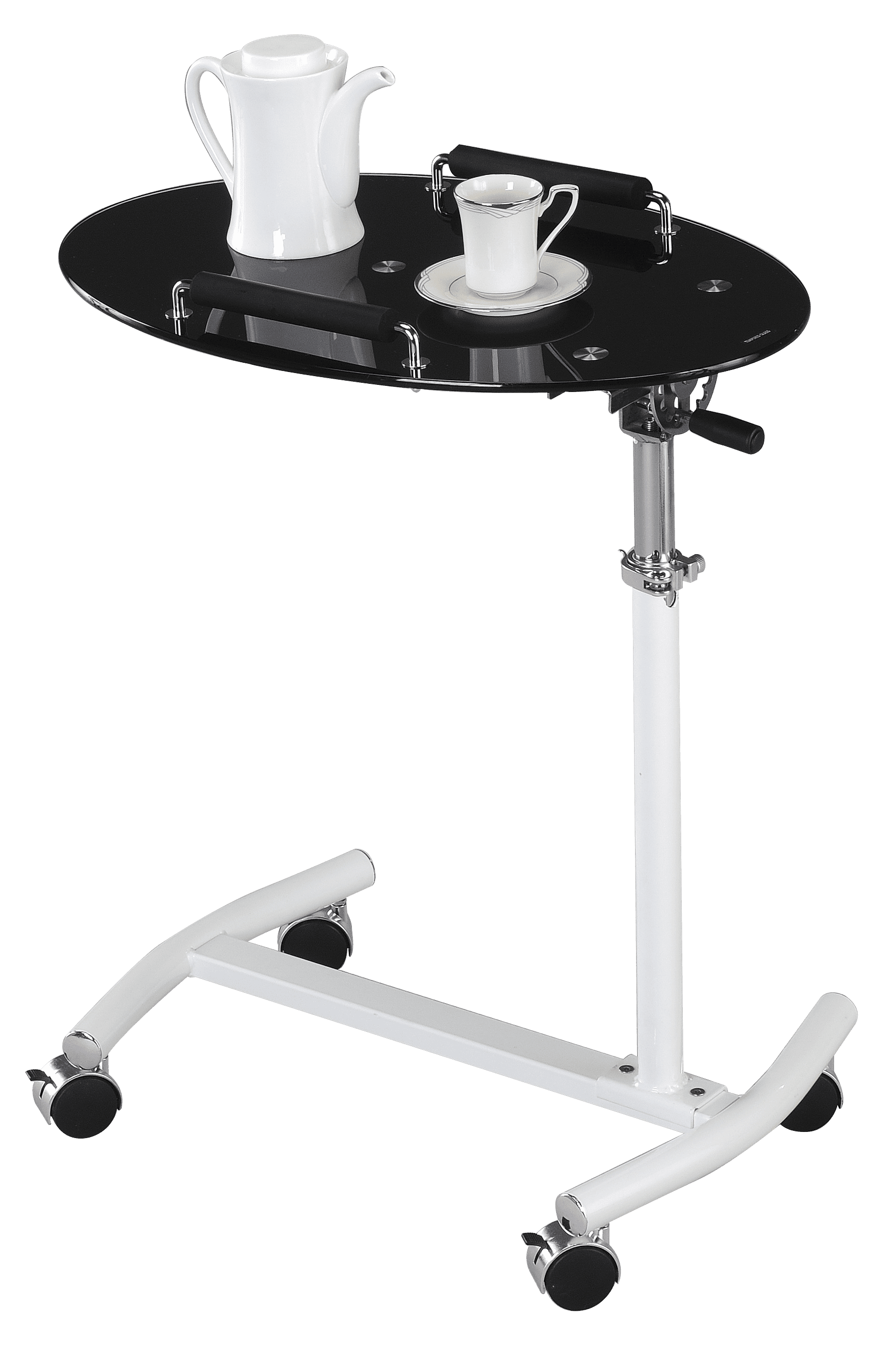 Rotating Height-Adjustable Tilting Bedside Black Glass Table Tray ...