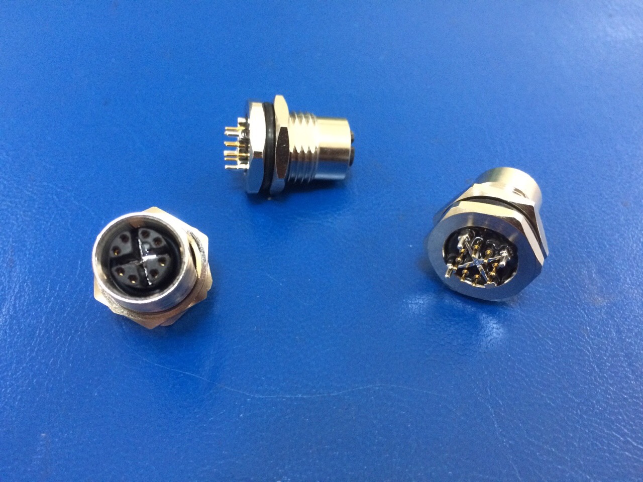 M12 X-code 8Pin Female Front Panel Mount Connector, DIP Type, IP67 ...