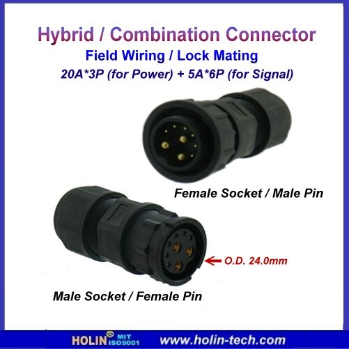 Waterproof Hybrid Connector with Power and Signal Contacts | Taiwantrade