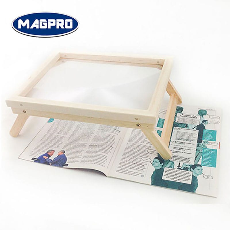 Full Page Hands Free Magnifier With Natural Wooden Frame For Book ...