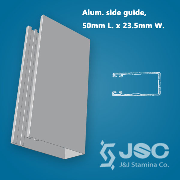 Alum. side guide, 50mm L. x 23.5mm W, Mil finish - Side channel Window ...