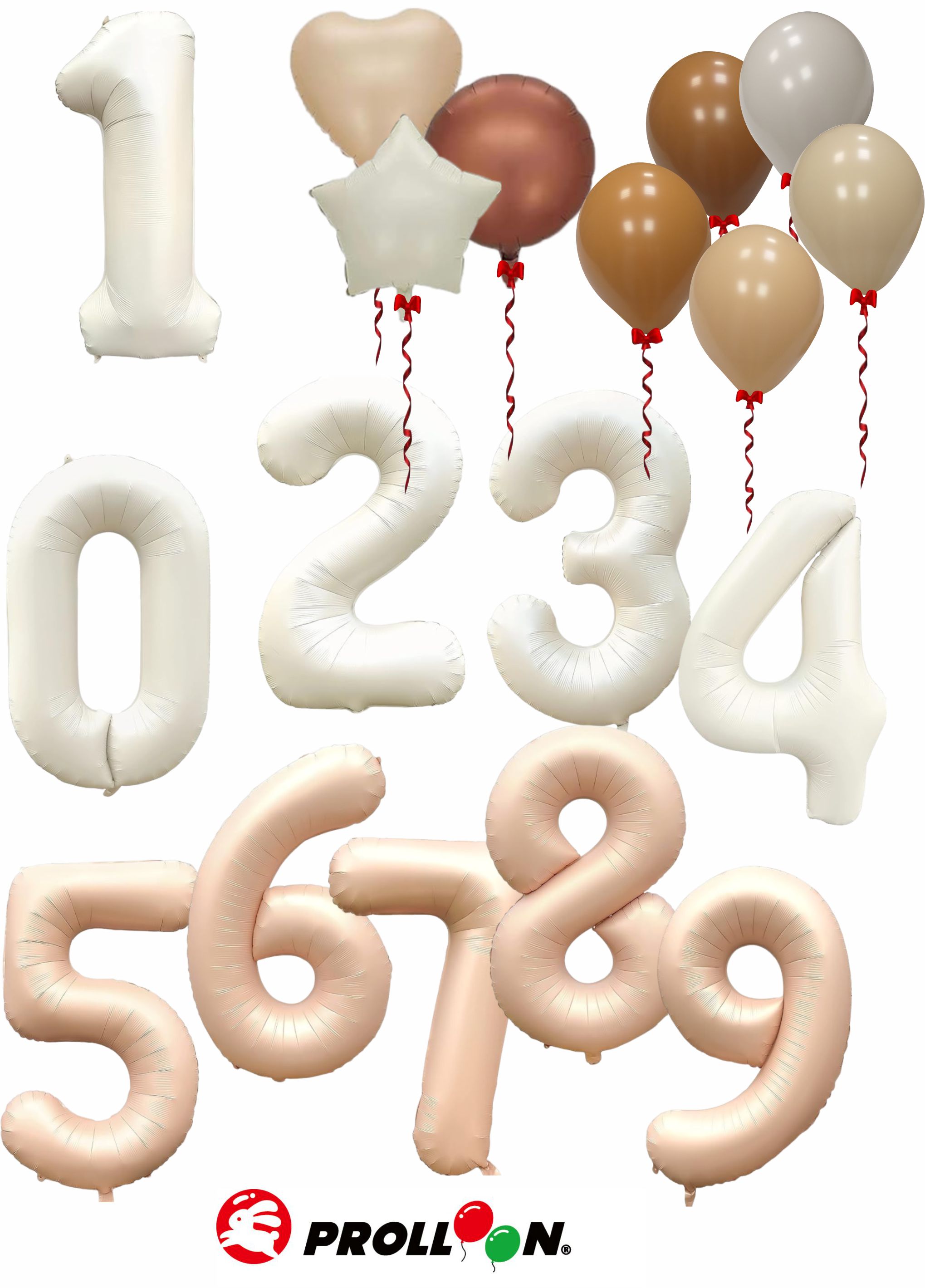 Number Foil Mylar Balloon 32inch cream brown and coffee star and heart ...