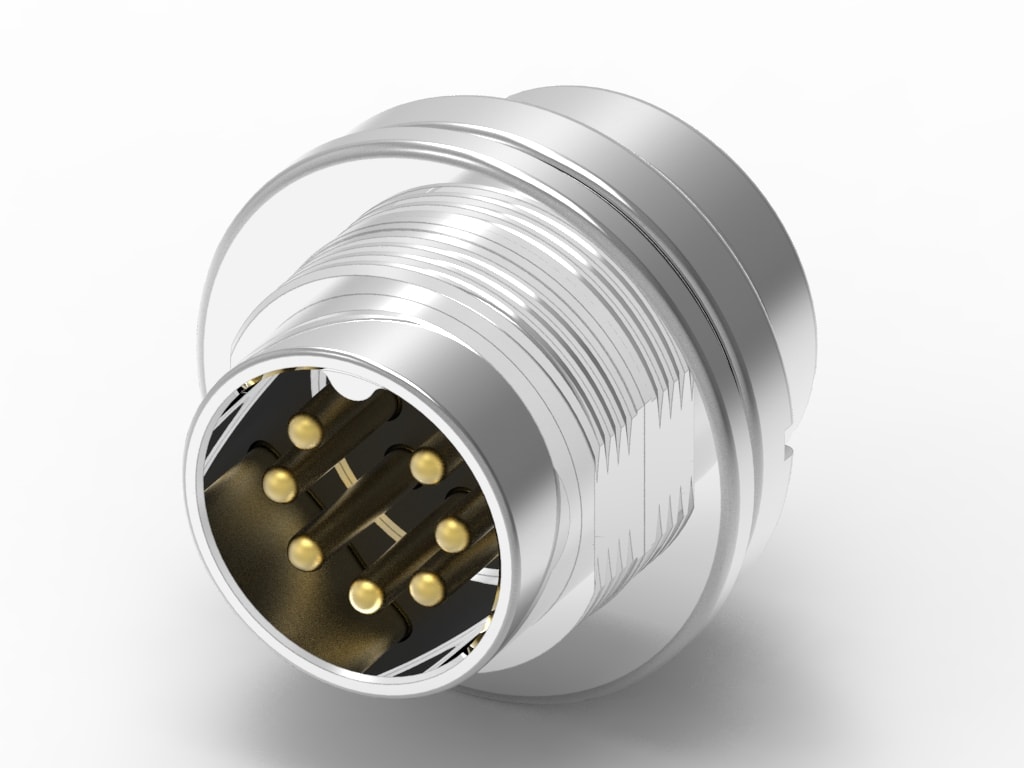 Waterproof DIN M16(M) 7PIN Rear Lock Solder Type(07-B)(Lock:M18*0.75 ...