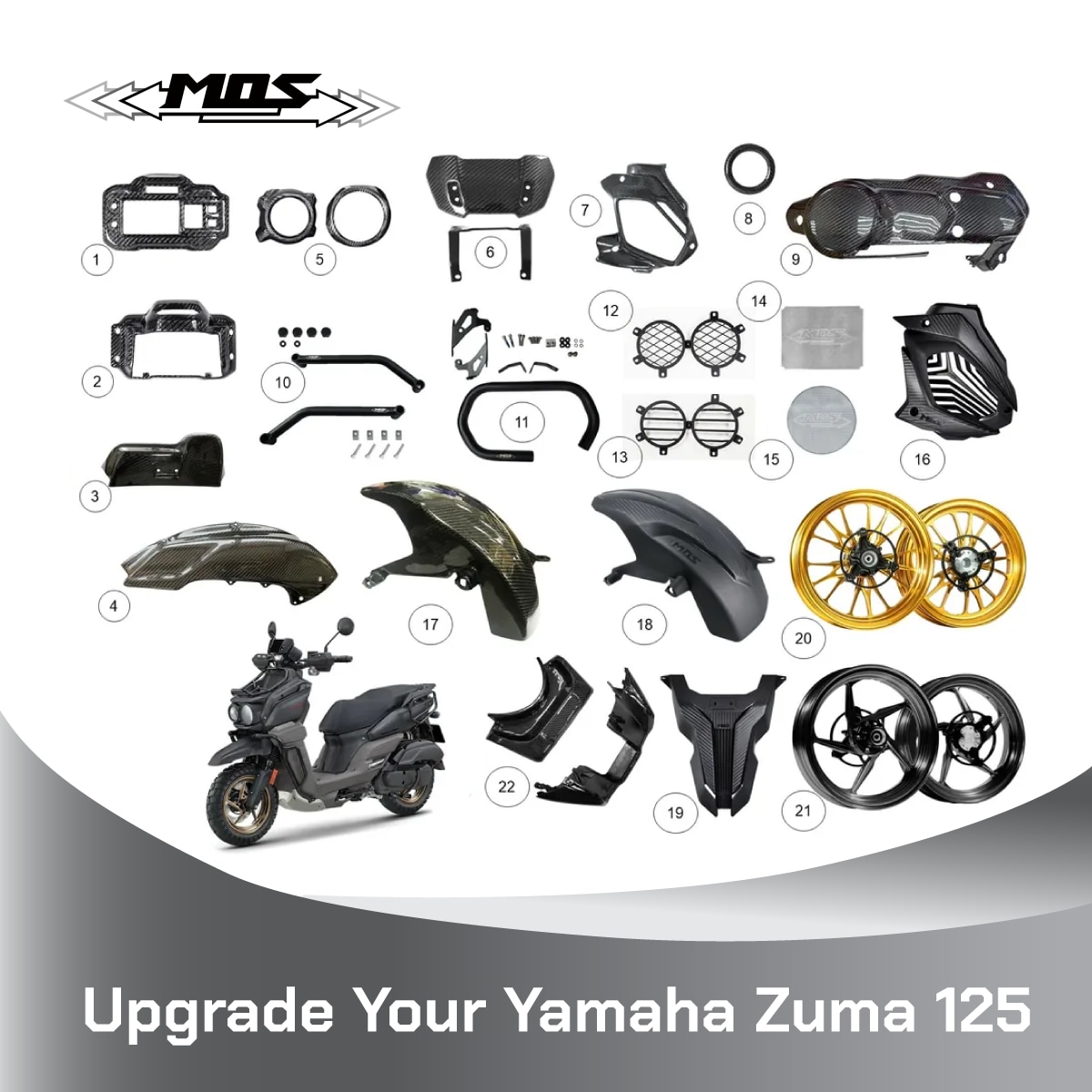 MOS Parts and Accessories Collection for Yamaha Zuma 125 2022-2024 ...