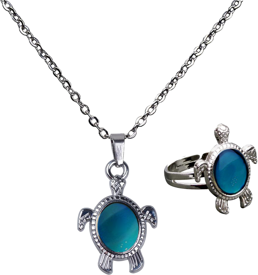 Sea Turtle Mood Color Changing Necklace and Ring Fashion Accessories ...