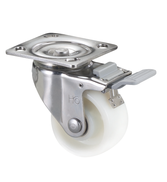 4 inch White Nylon Heavy Trolley Wheel with Brake | Taiwantrade