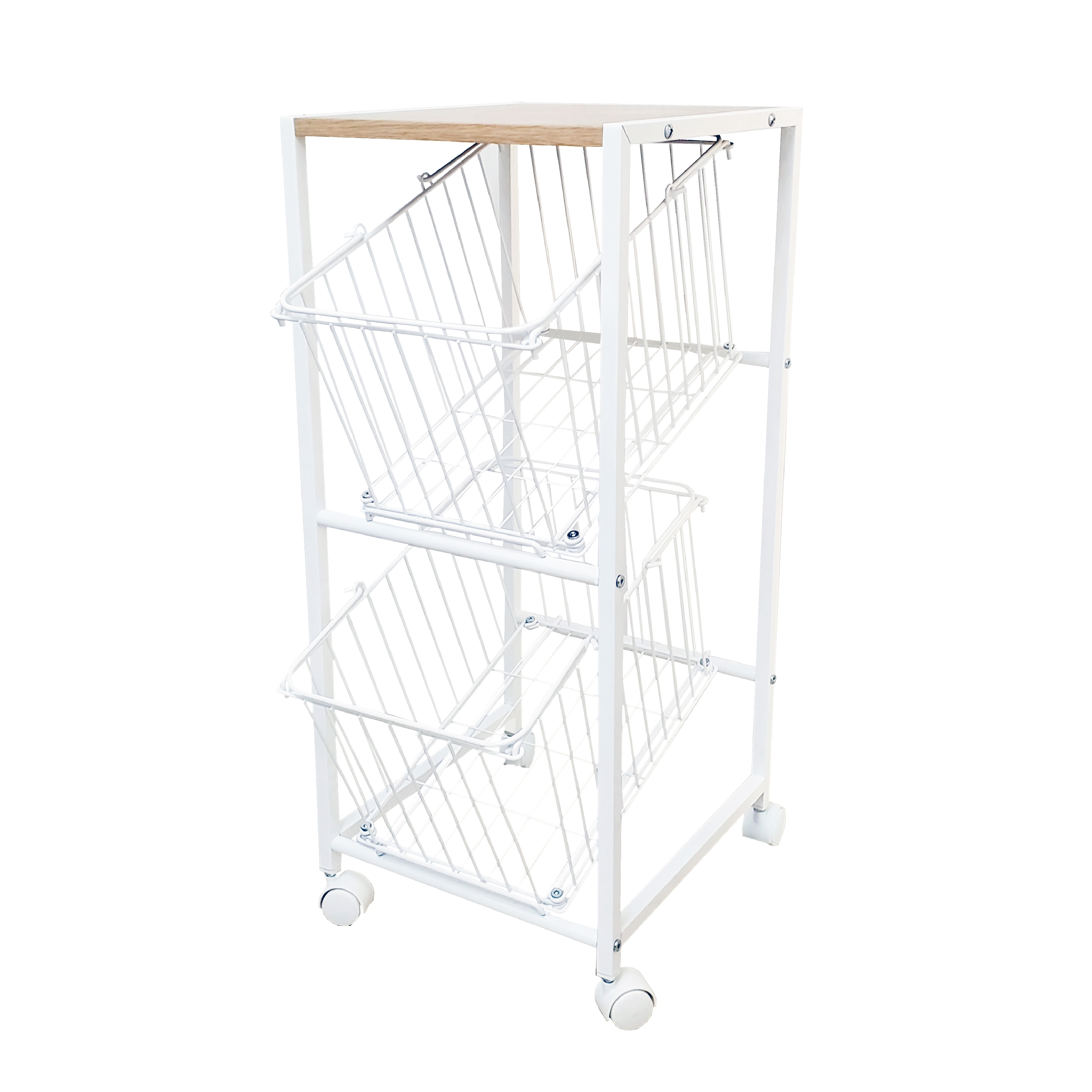 2-Tiers Basket Rolling Storage Cart | Taiwantrade.com
