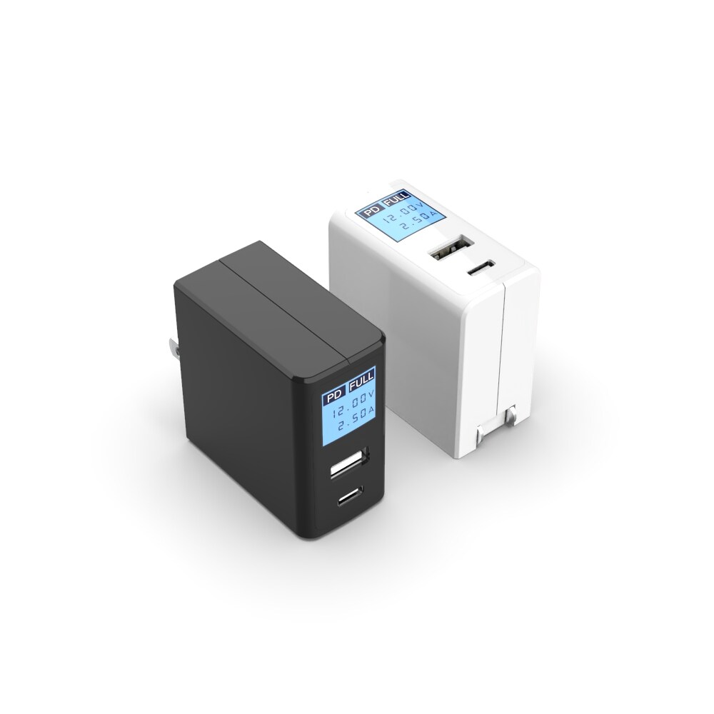 PD 30W AC Fast Charger with LED display screen for charging phone or ...