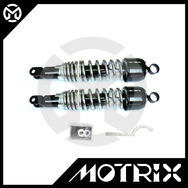 Motorcycle Twin Shock Absorbers Black Shocks With Chrome Springs ...