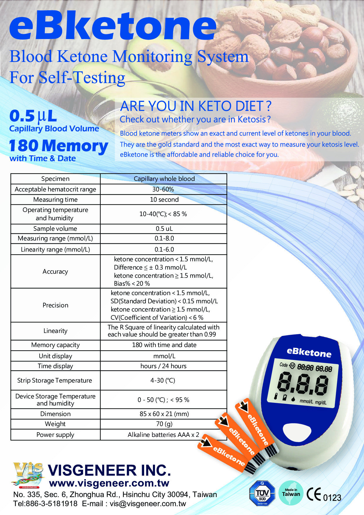 eBketone Blood Ketone Monitoring System For Self-Testing | VISGENEER, INC.