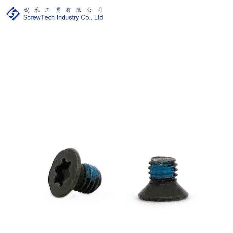 【ScrewTech】Flat Head, Hexalobular, M3x4, Machine Screw, Black Zinc ...