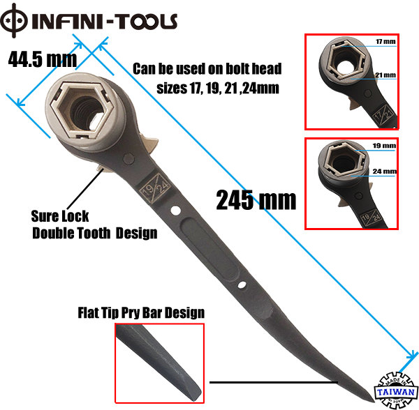 4 in 1 Scaffolding Ratchet Podger Spanner ,17,21,19,24 mm | Taiwantrade