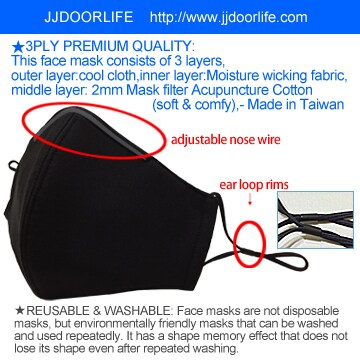 3 Layer Cloth Face Mask Breath Reusable Washable Moisture | Taiwantrade.com