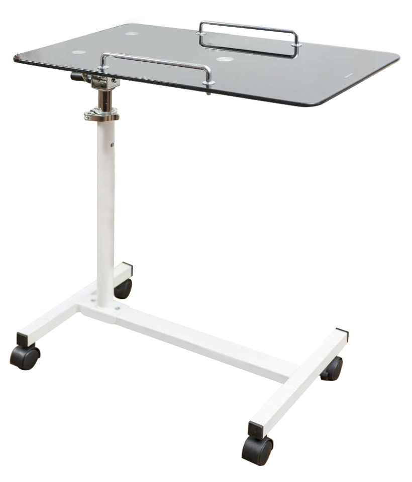 360° Rotating Height-Adjustable Tilting Bedside Black Glass Table ...