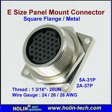 E Size Panel Mount Waterproof Connector, 4 Hole Square Flange Mount 31 ...