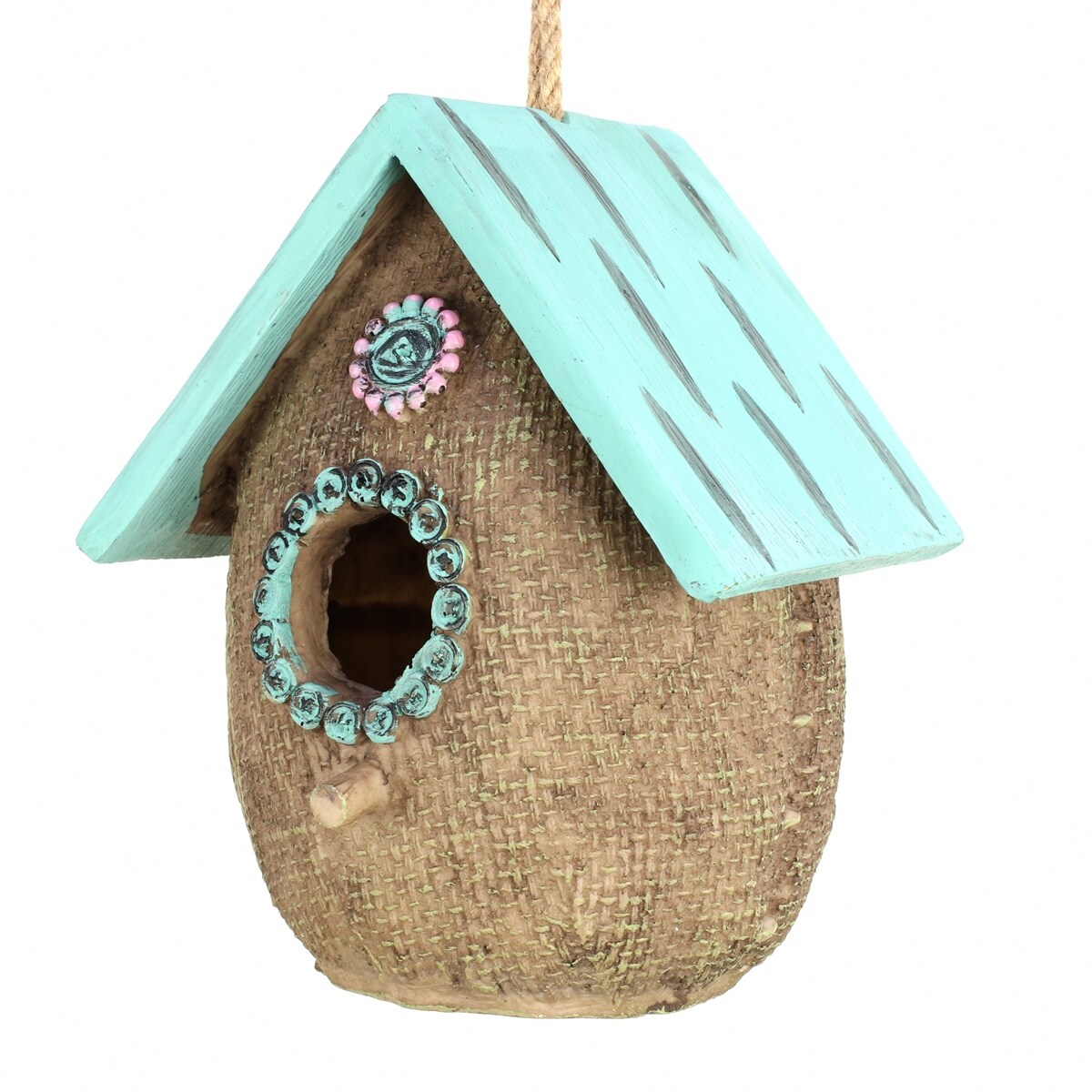7" Resin Blue Birdhouse for Garden Country Cottages, Outdoors Hanging ...