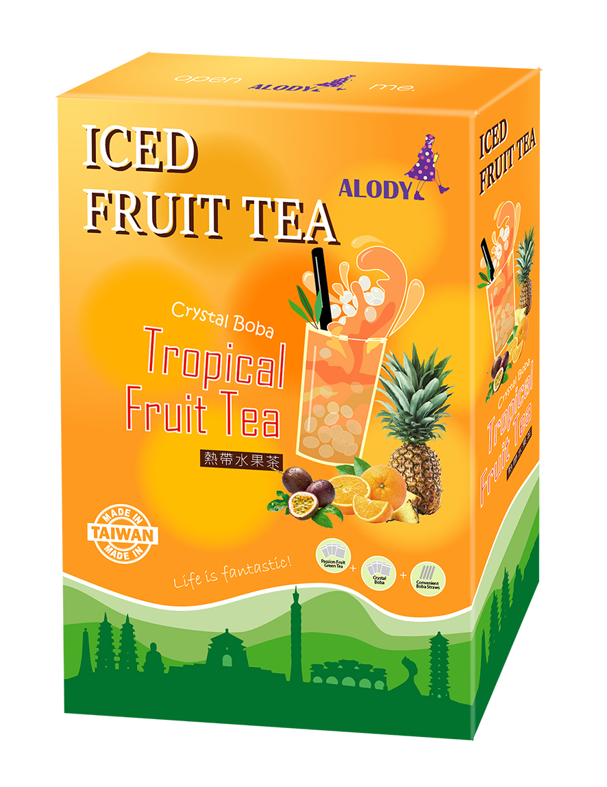 Instant Iced Fruit Tea kit- Tropical Fruit Green tea with Crystal Boba ...