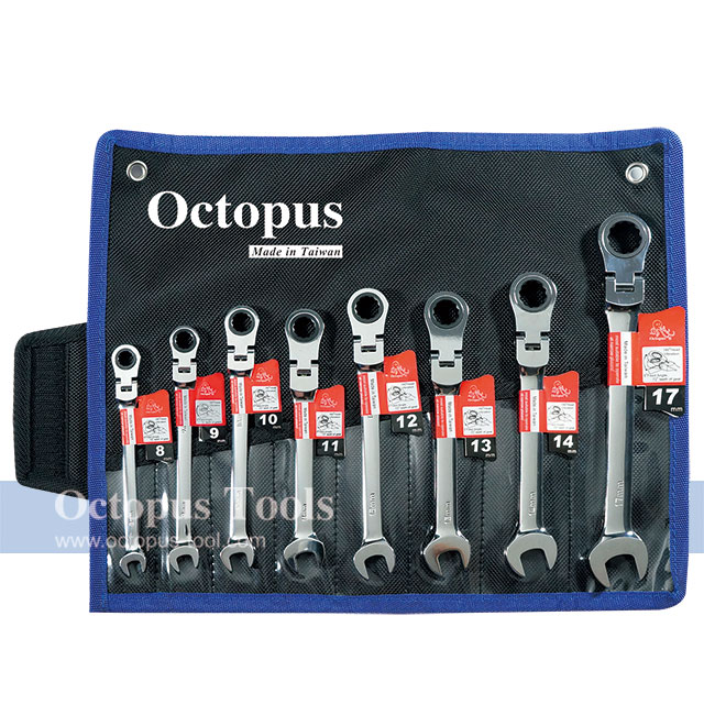 Octopus 8-Piece Flex-Head Ratcheting Combination Wrench Spanner Set ...