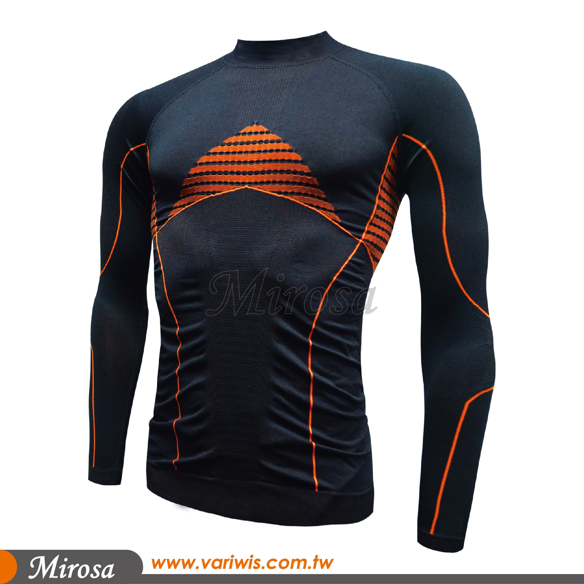 Men Seamless Compression Long Sleeve Running Shirt. 3D Body Mapping ...