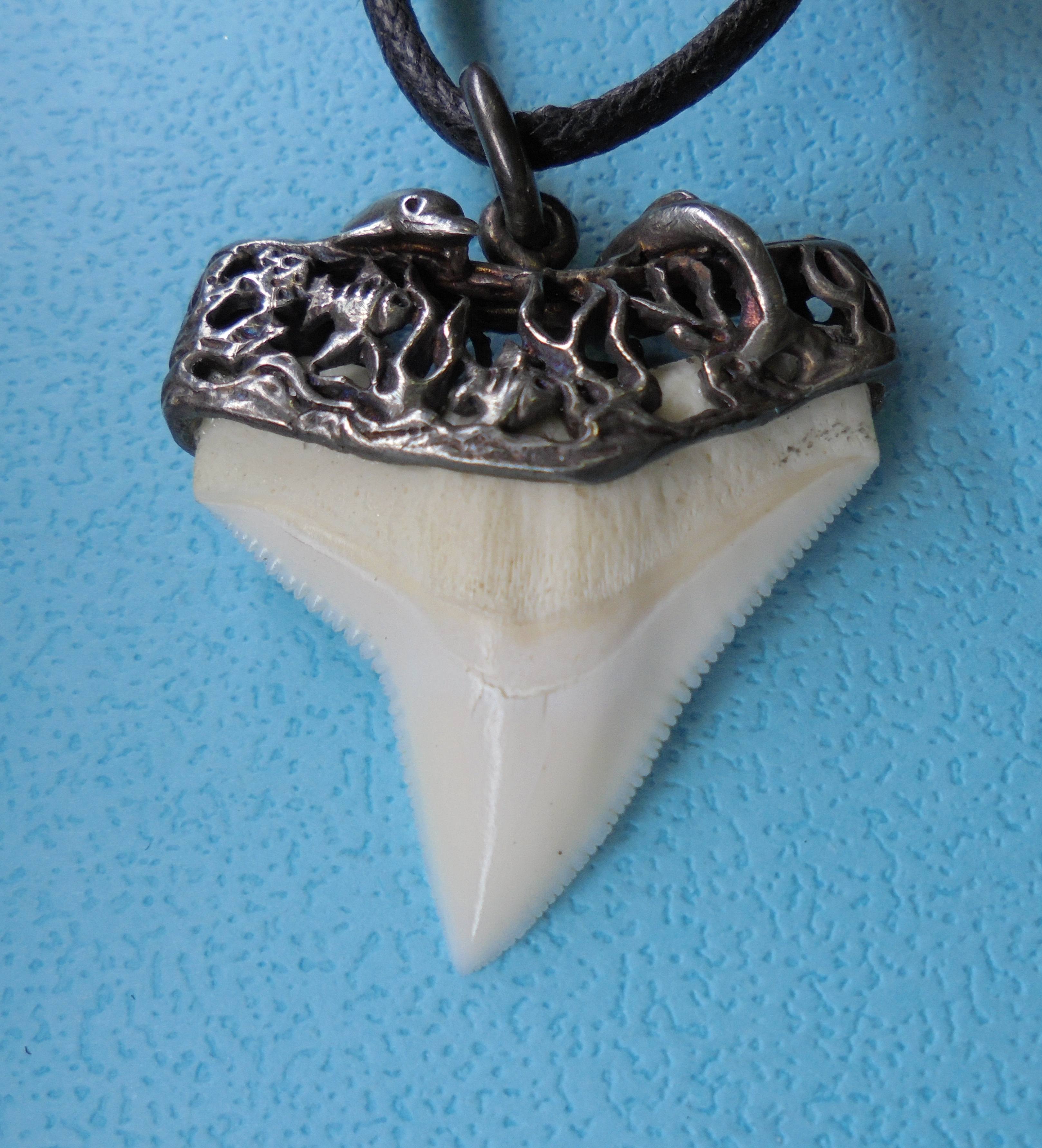 Silver Hand Capped Bull Shark tooth necklace Surf Silverware Jewelry ...