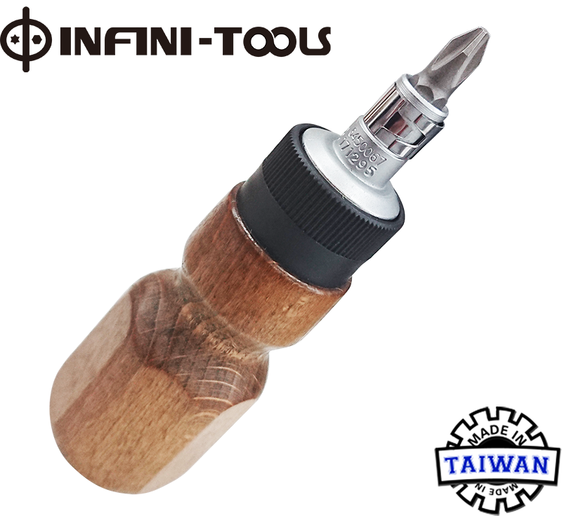 Wood Handle Ratchet Bits Screwdriver,1/4" Drive | Taiwantrade.com