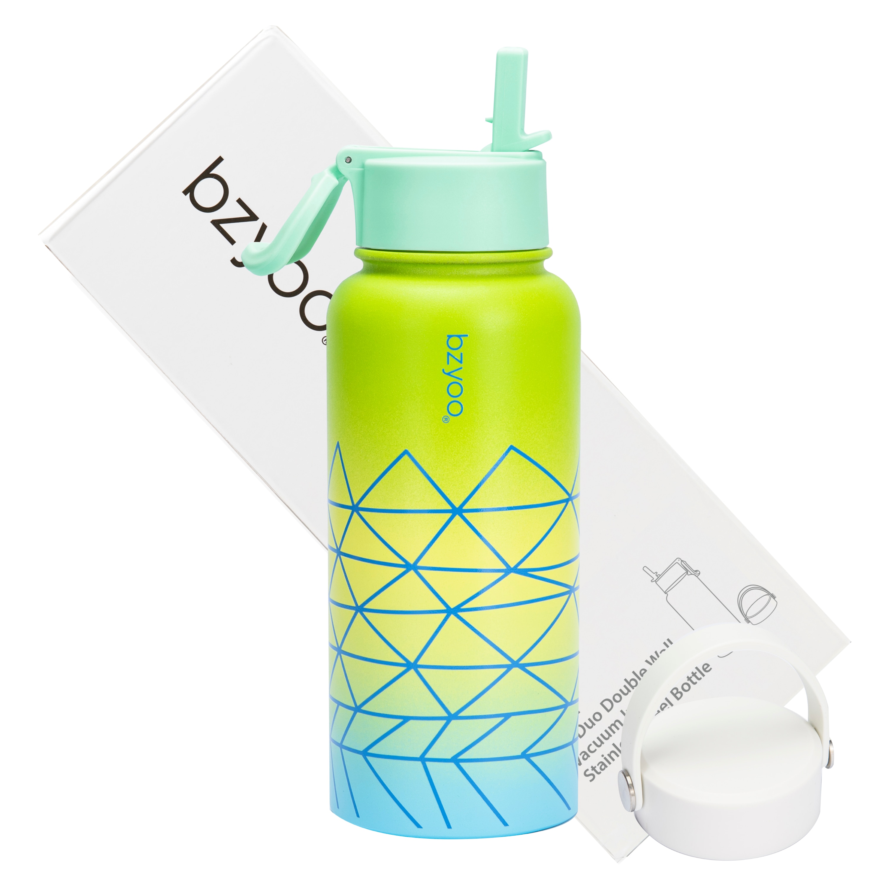 Bzyoo 32oz HyDuo Insulated Stainless Steel Double Wall Water Bottle w ...