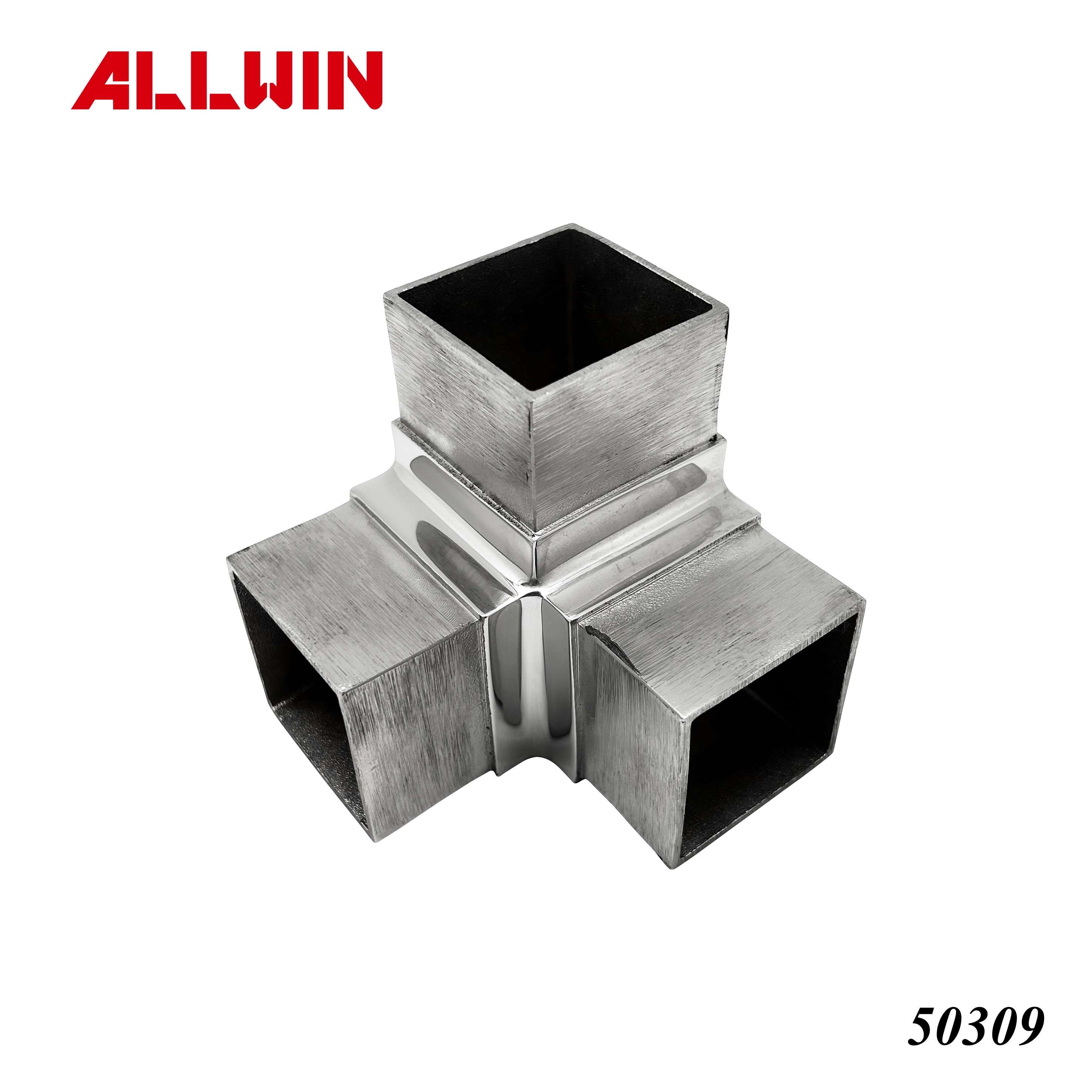 Stainless Steel 3 Way Square Tube Connectors 50mm for Railing Handrail ...