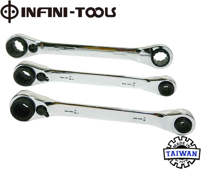 4-IN-1 Ratchet Ring Reversible Spanner Set 3PC | Taiwantrade