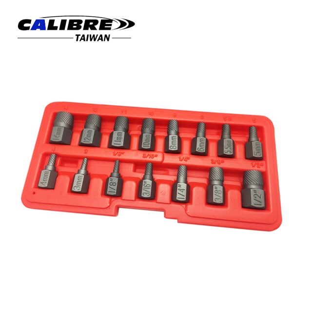 TAIWAN CALIBRE 15pc Hex Head Multi-Spline Screw Extractor Set Easy Out ...