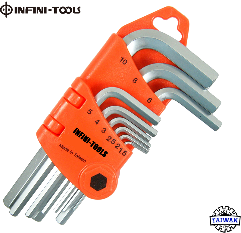 9-Piece CR-V Metric Short Hex Key Set, 1.5 mm - 10 mm | Taiwantrade
