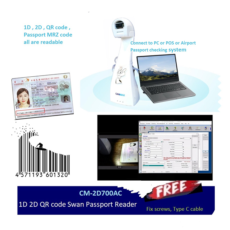1D2D PDF417 OCR-B Full Barcodes Reader with Tax Free & Tax Refund ...