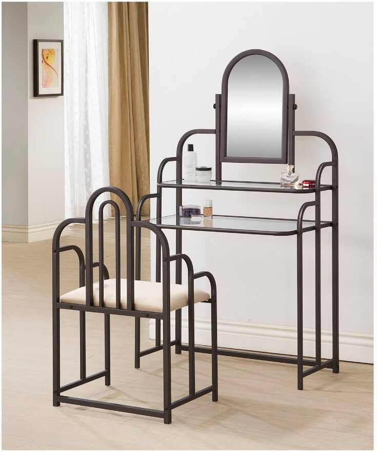 2 Piece Vanity Set W/Mirror In Brown | Taiwantrade.com
