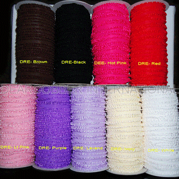 3 Yards 5/8 Double Ruffle Elastic Ribbon Wholesale Supplyingfor Craft ...