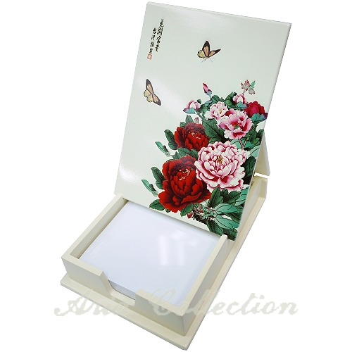 Flip-top note box, memo storage box, flower and bird painting | Taiwantrade