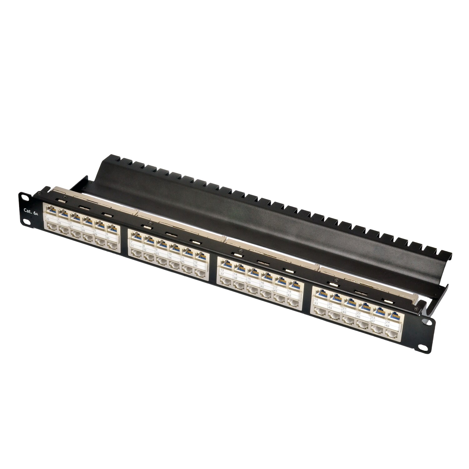 1U 48 Port RJ45 STP Feed-Through Patch Panel w/Wire Management ...