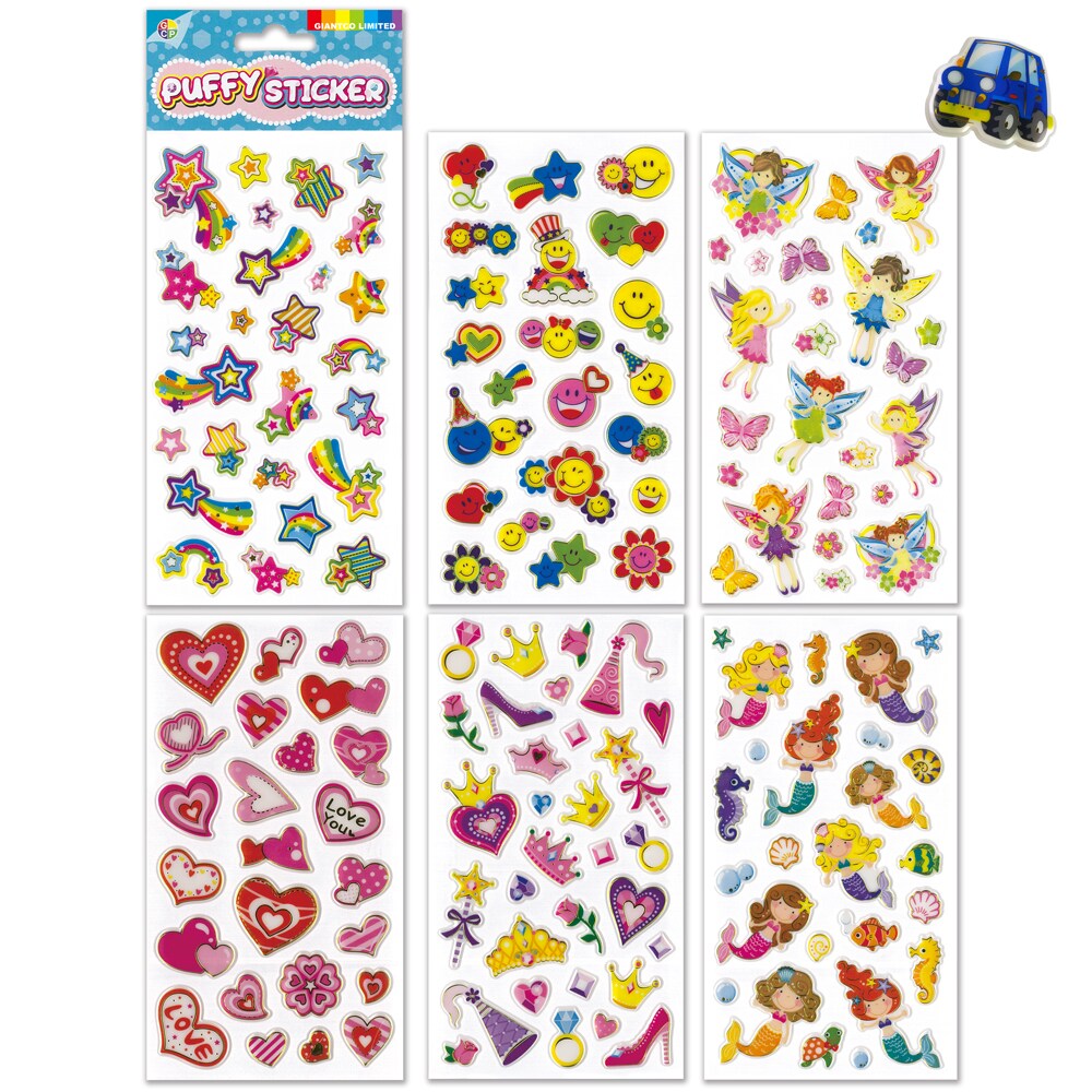cartoon deisgne puffy foil stickers for kids Eco stickers | Taiwantrade