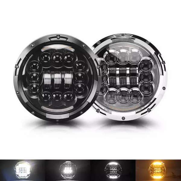 7 Inch Round Car Jeep High Low Beam w/DRL Turn Signal LED Headlight Set ...
