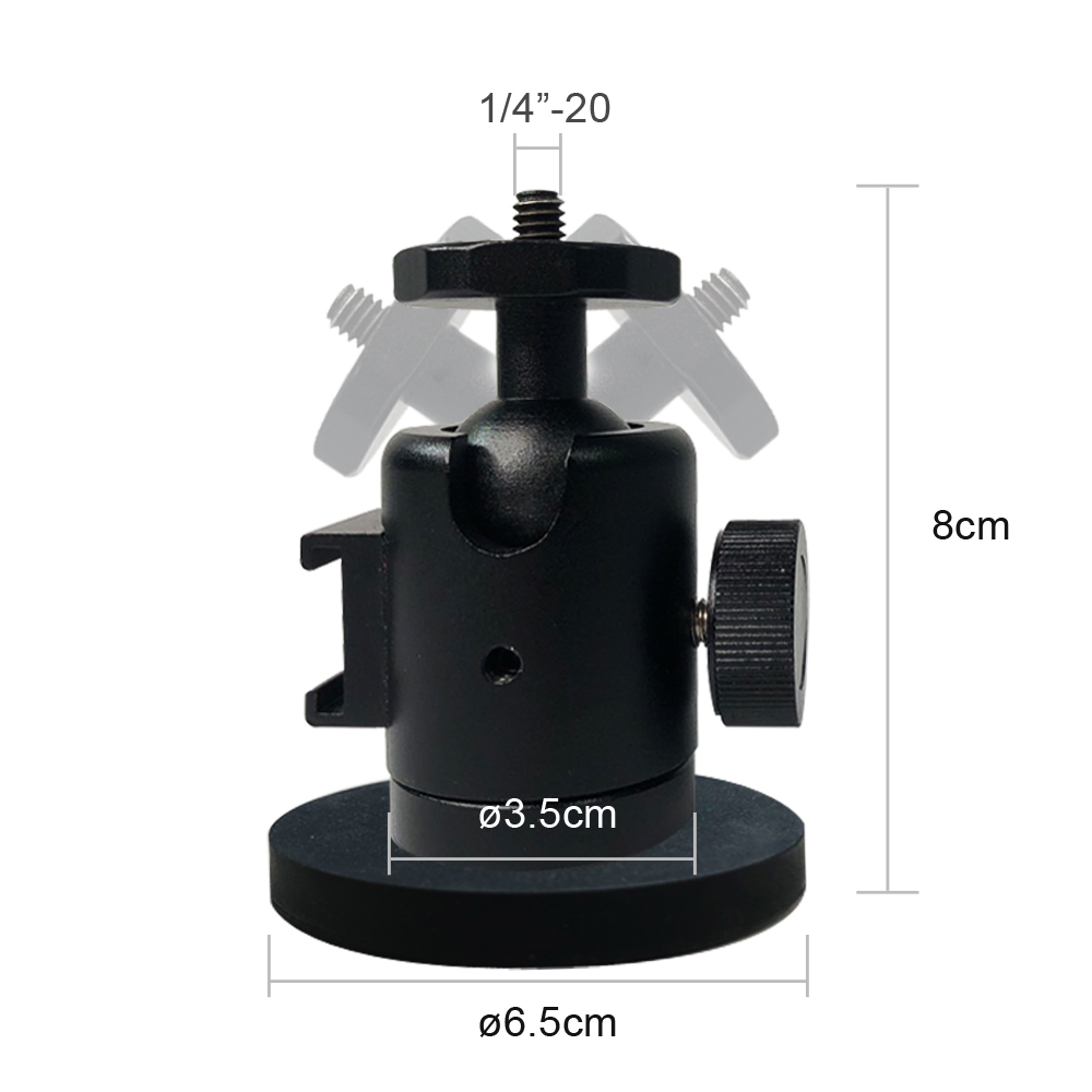 Magnetic Camera Cold Shoe Mount with Mini Ball Head, 1/4’’-20 Male ...