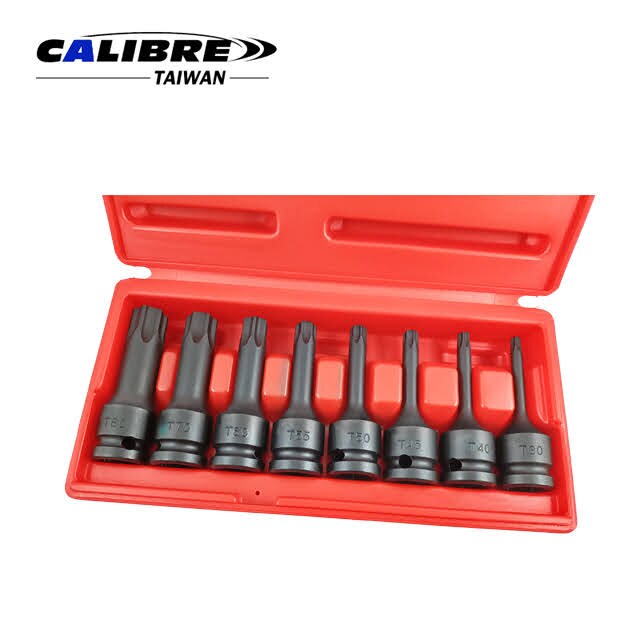 CALIBRE Hand Tools 8pc 1/2" Dr T30-T80 Impact Male Torx Star Bit Socket ...