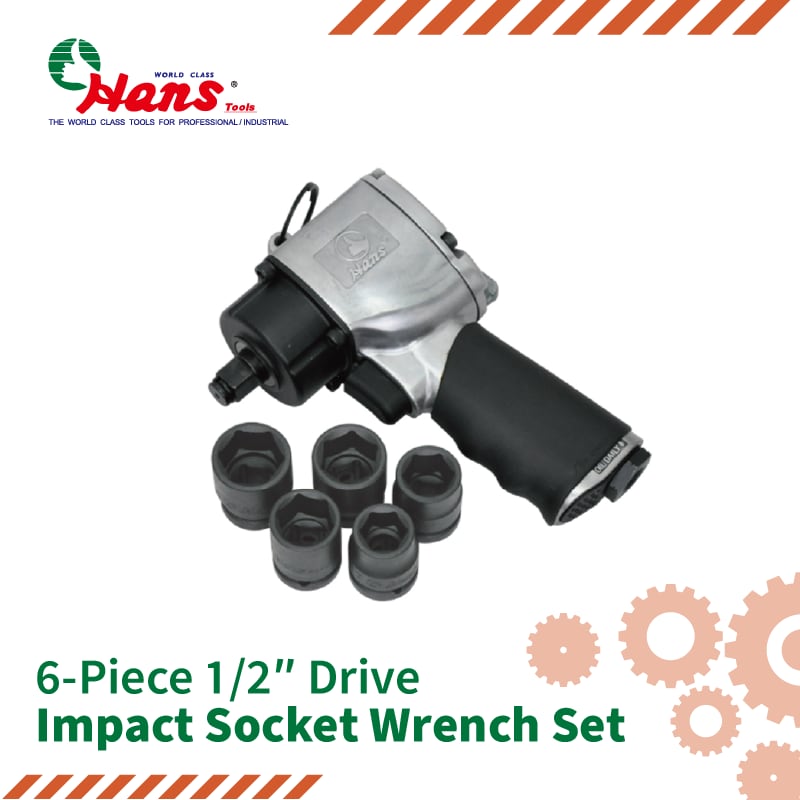 Hans Tools® 6-Piece 1/2″ Drive Impact Socket Wrench Set, Pneumatic ...