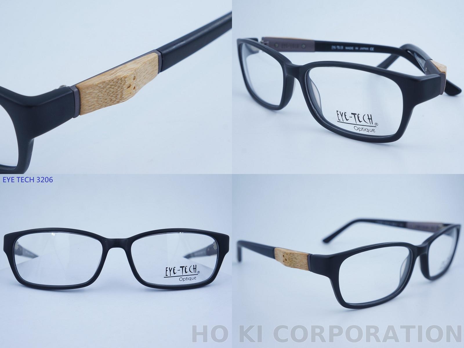 EYE TECH 3206 acetate plastic glasses rectangular Made in Japan wooden ...