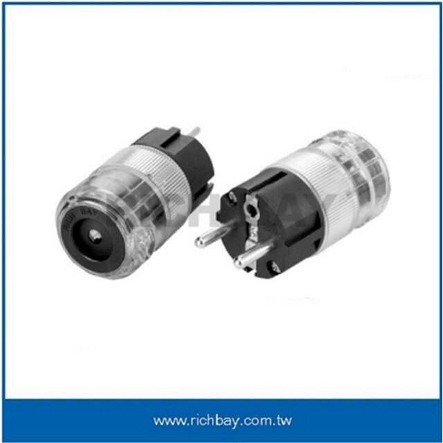 SCHUKO, AUDIO POWER PLUG, RHODIUM PLATING, TRANSPARENT SHELL, 16A/250V ...