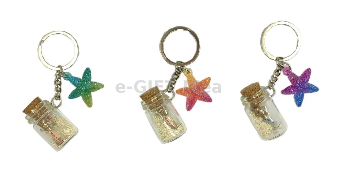 Message Sand Bottle in Bottle Keychain(with Gummy Candy Starfish ...